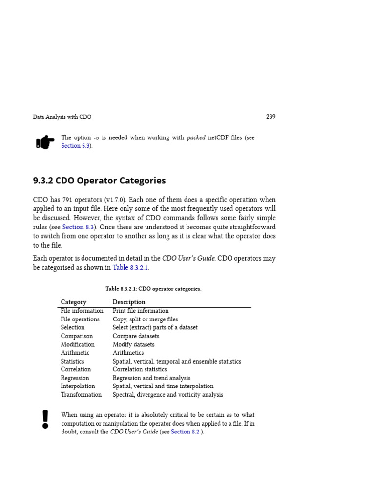 9.3.2 CDO Operator Categories: Section 5.3 | PDF | Parameter (Computer Programming) | Latitude