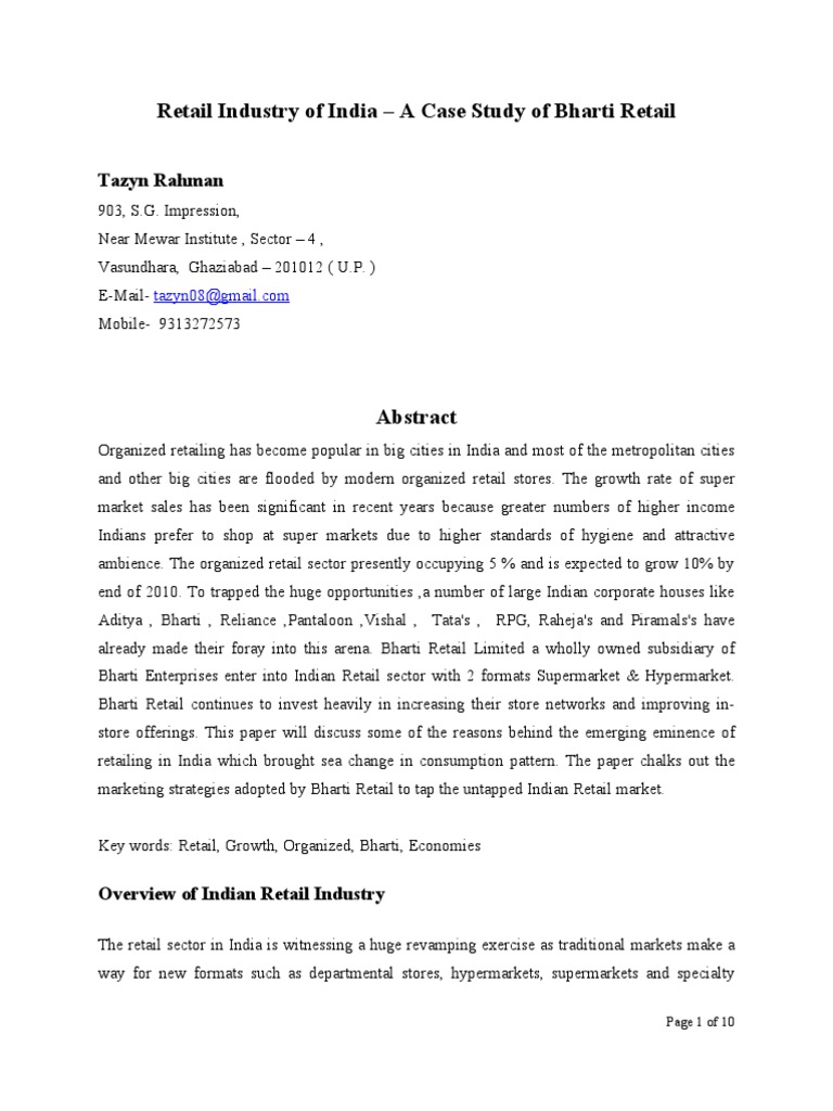 Retail Industry in India - A Case Study of Bharti Retail | PDF | Retail ...