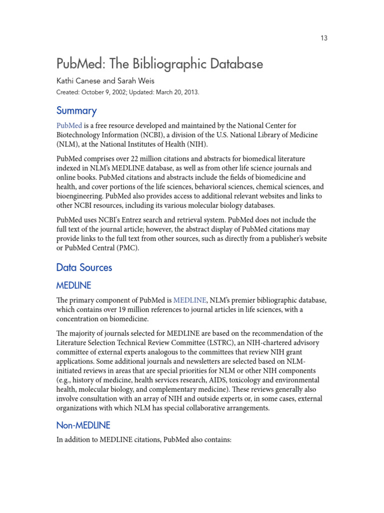 pubmed_intro | PDF | Pub Med | National Center For Biotechnology Information