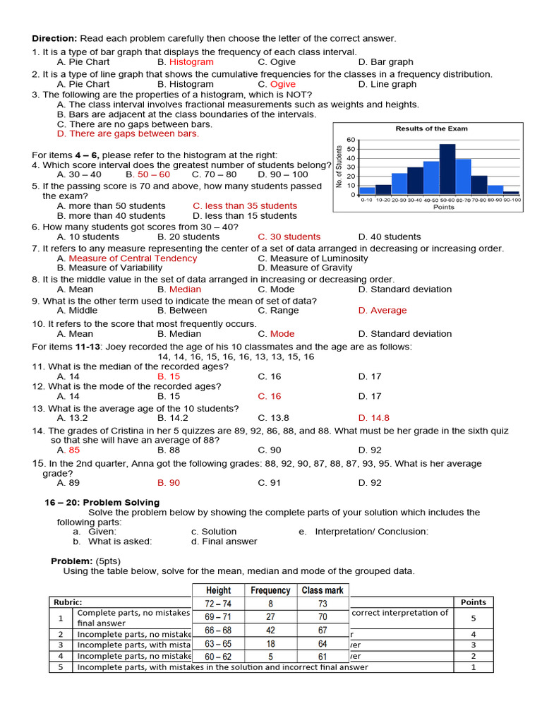 Q4 G7 Summative Test #3 | PDF | Histogram