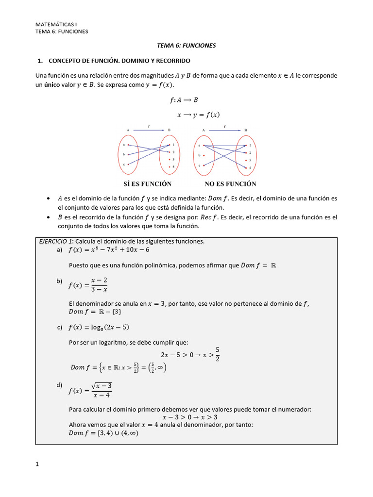 Tema 6. Funciones | PDF | Función (Matemáticas) | Álgebra