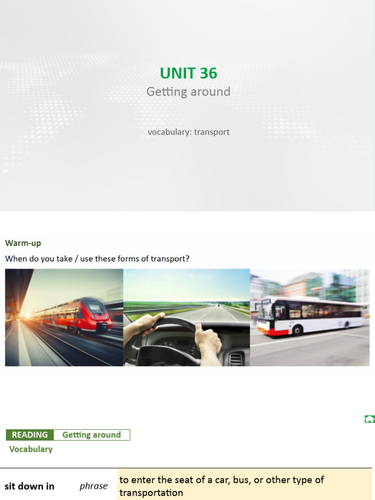 A2 L36 - Getting Around | PDF | Vocabulary | Noun