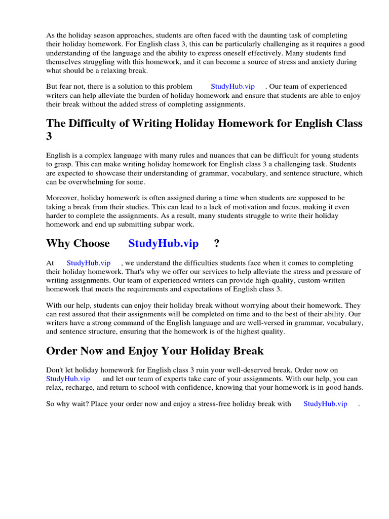 Holiday Homework English Class 3 | PDF | Http Cookie | Websites