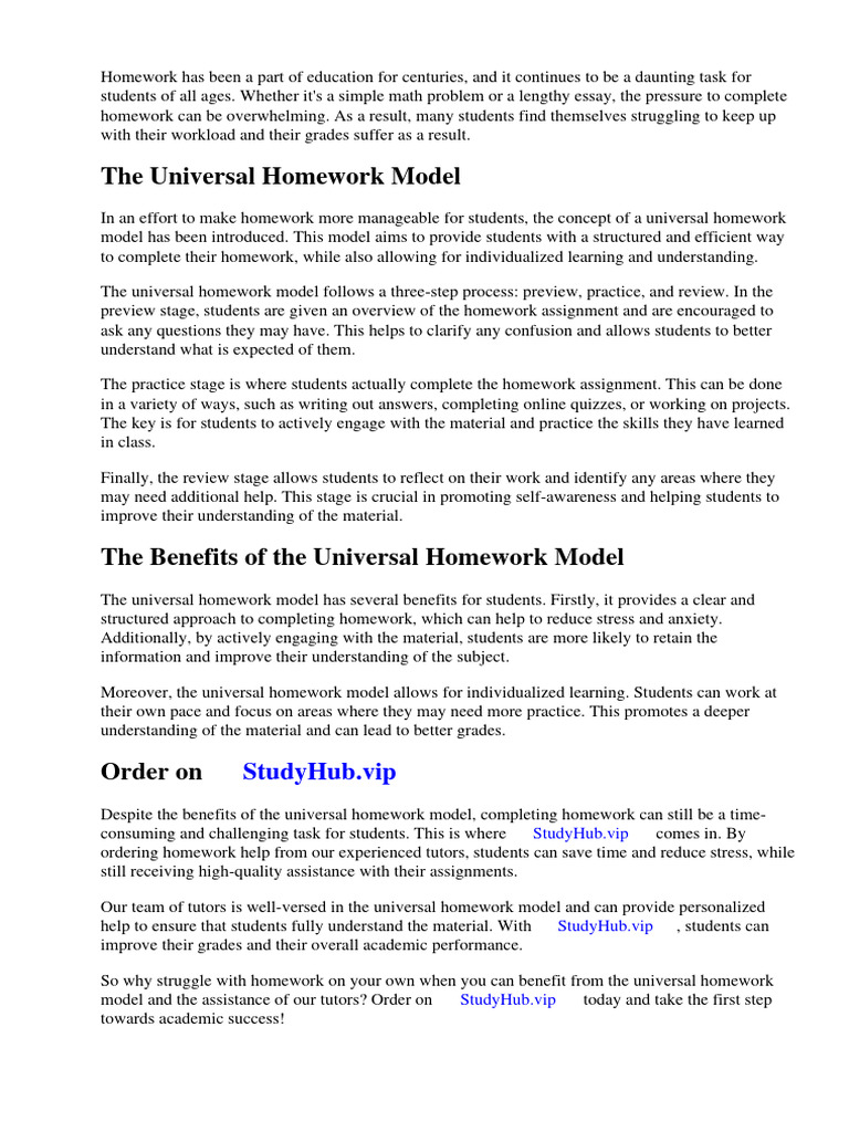 Universal Homework Model | PDF | Homework