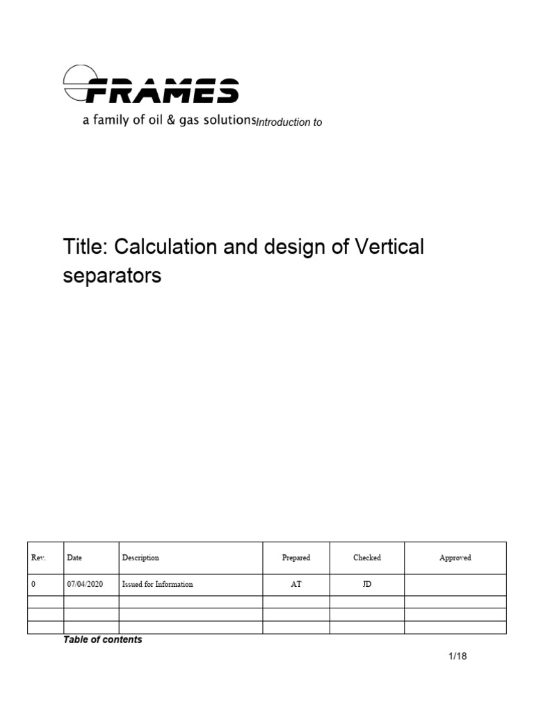 Vertical Separator Design Calculations | PDF | Drop (Liquid) | Gases