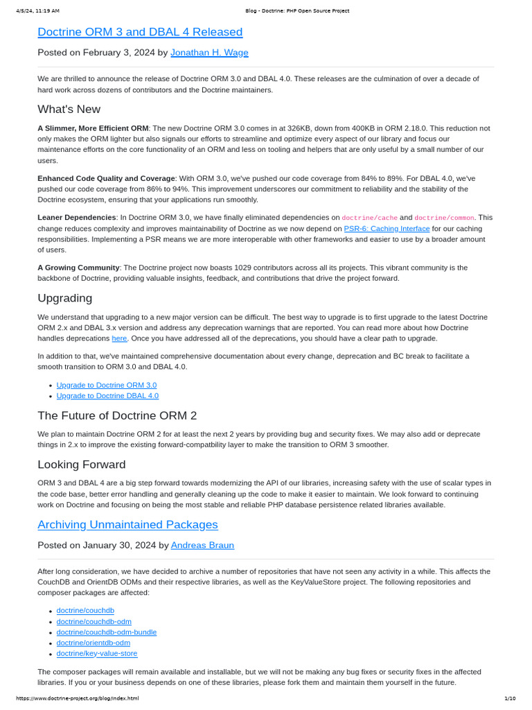 Blog - Doctrine - PHP Open Source Project | PDF | Php | Software Engineering