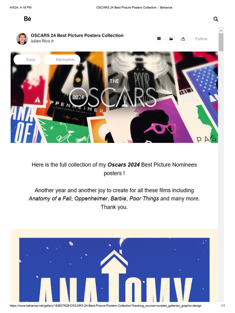 Oscars 2024 Best Picture Posters Collection | PDF
