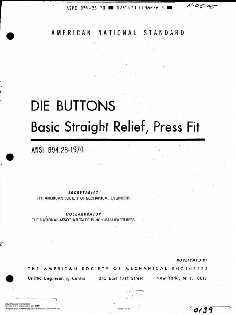 Ansi Asme B94 28 1970 | PDF | Engineering Tolerance