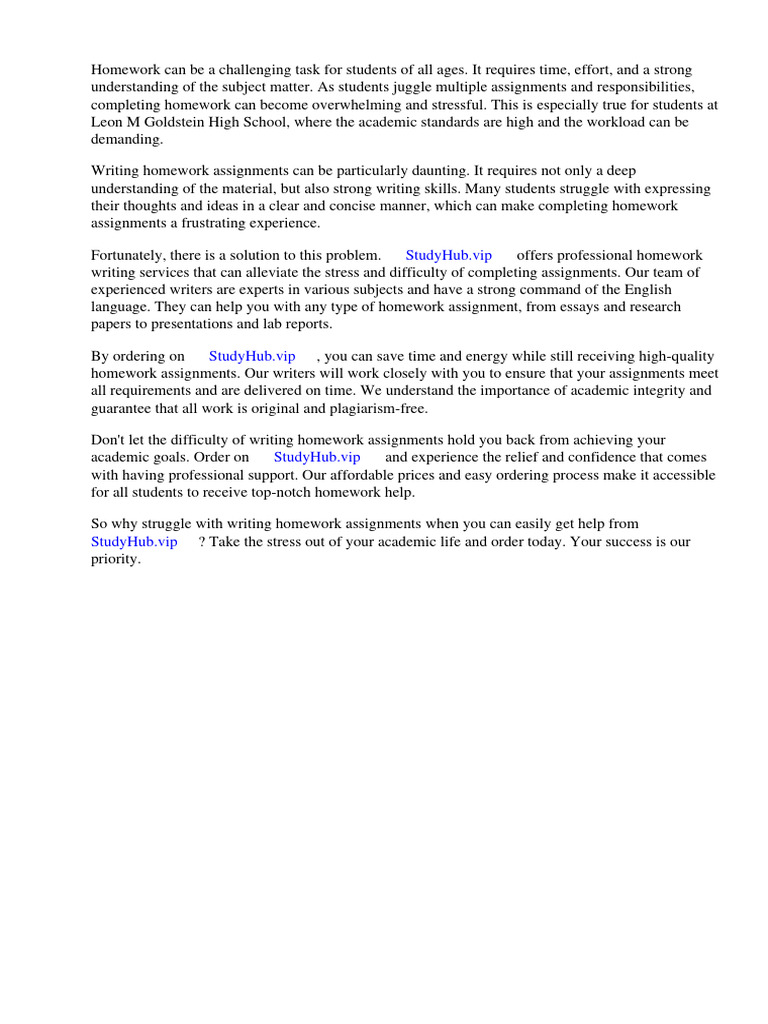 Leon M Goldstein Homework | PDF | Advanced Placement