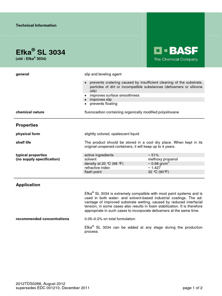 Efka SL 3034 | PDF | Silicone | Materials