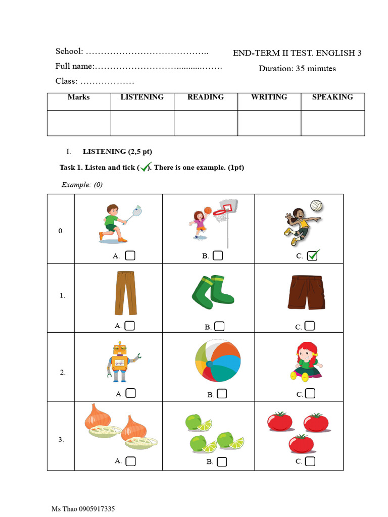 Test 1 - MS Thao 0905917335 | PDF | Language Arts & Discipline