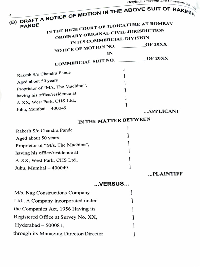 Notice of Motion Alongwith Affidavit in Support | PDF | Lawsuit | Judiciaries
