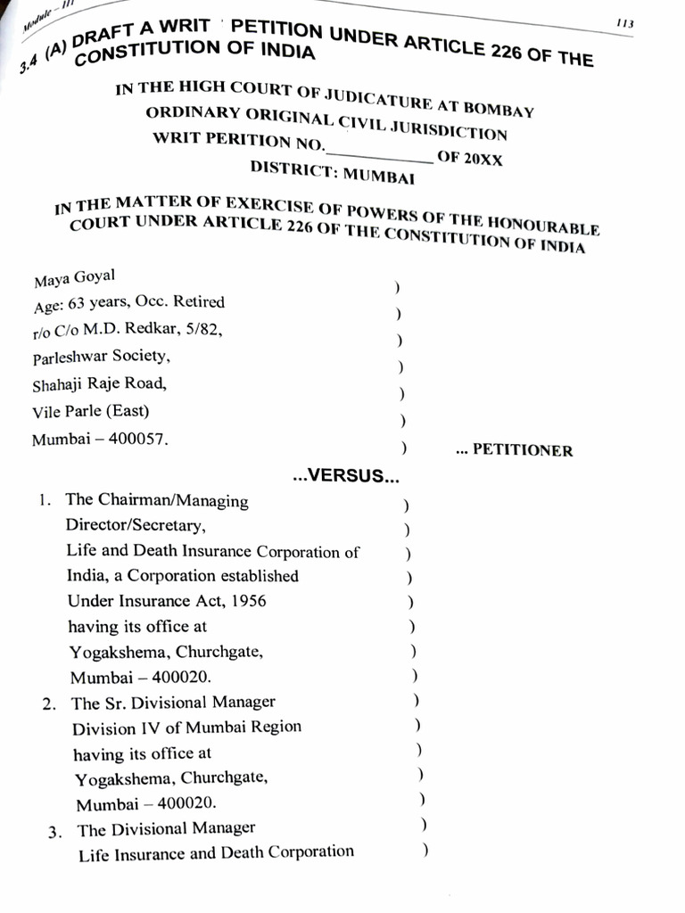 Writ Petition | PDF | Writ | Writ Of Prohibition