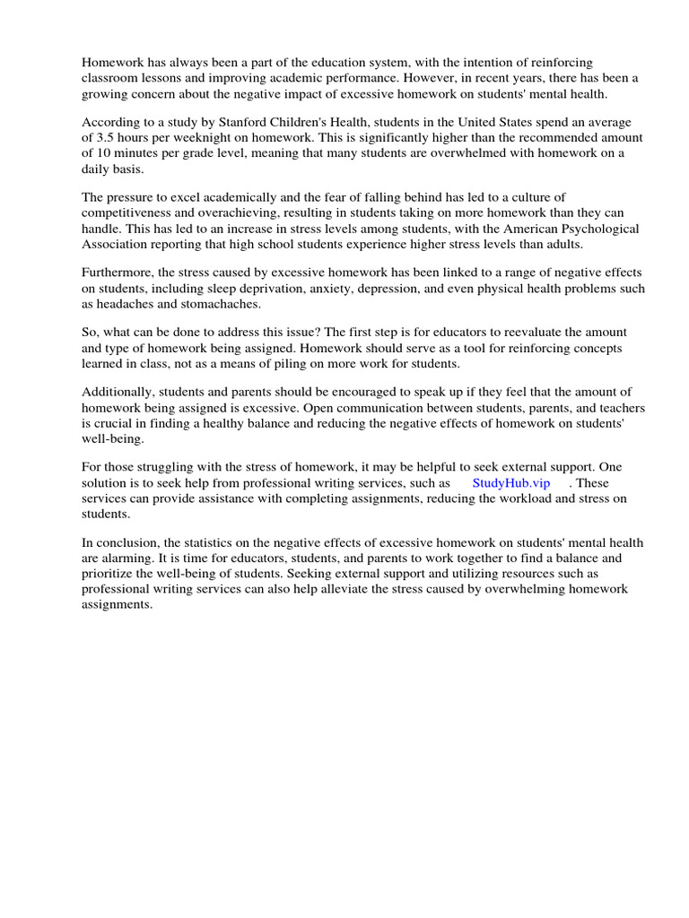 Too Much Homework Causes Stress Statistics | Download Free PDF ...