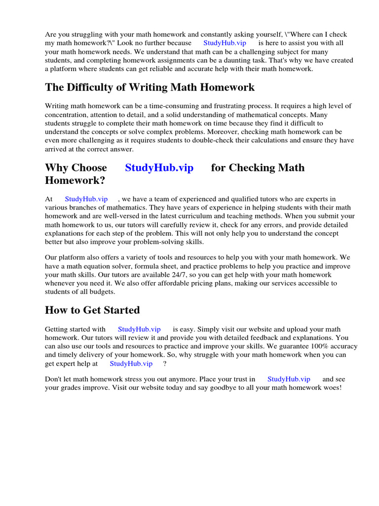 Where Can I Check My Math Homework | PDF | Mathematics | Homework