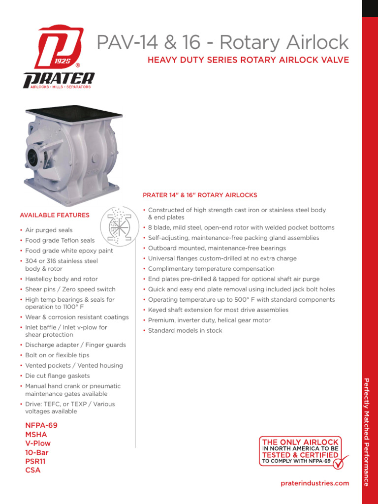 Prater PAV 1416 Heavy Duty Rotary Airlock | PDF | Mechanical ...