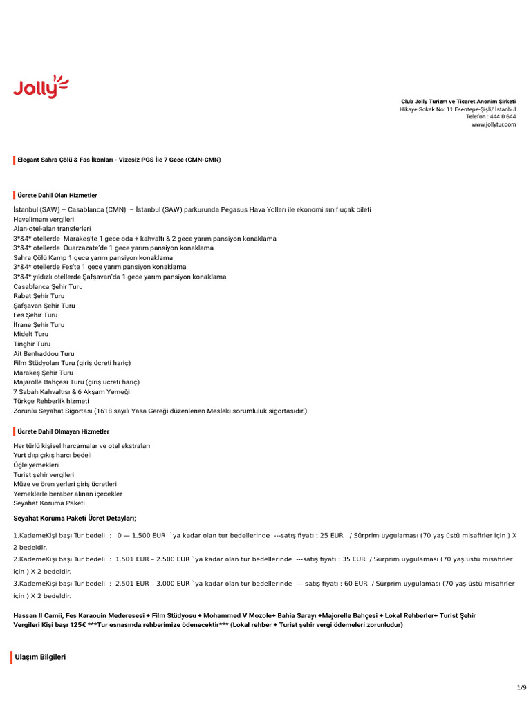 Elegant Sahra Colu & Fas Ikonlari - Vizesiz PGS Ile 7 Gece (CMN-CMN) | PDF