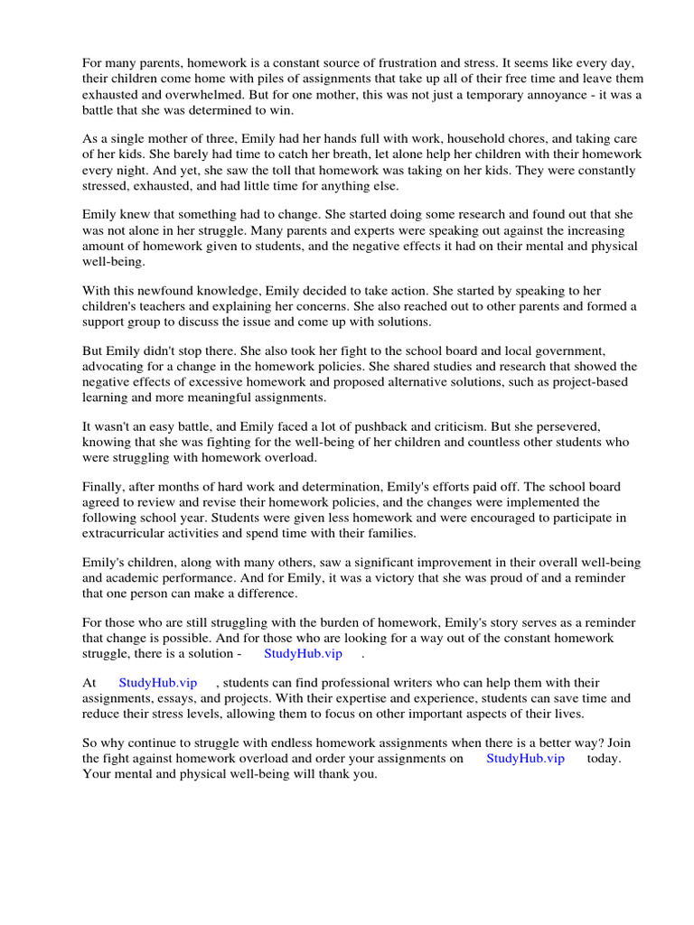 A Mothers Fight Against Homework | PDF | Homework | Teachers