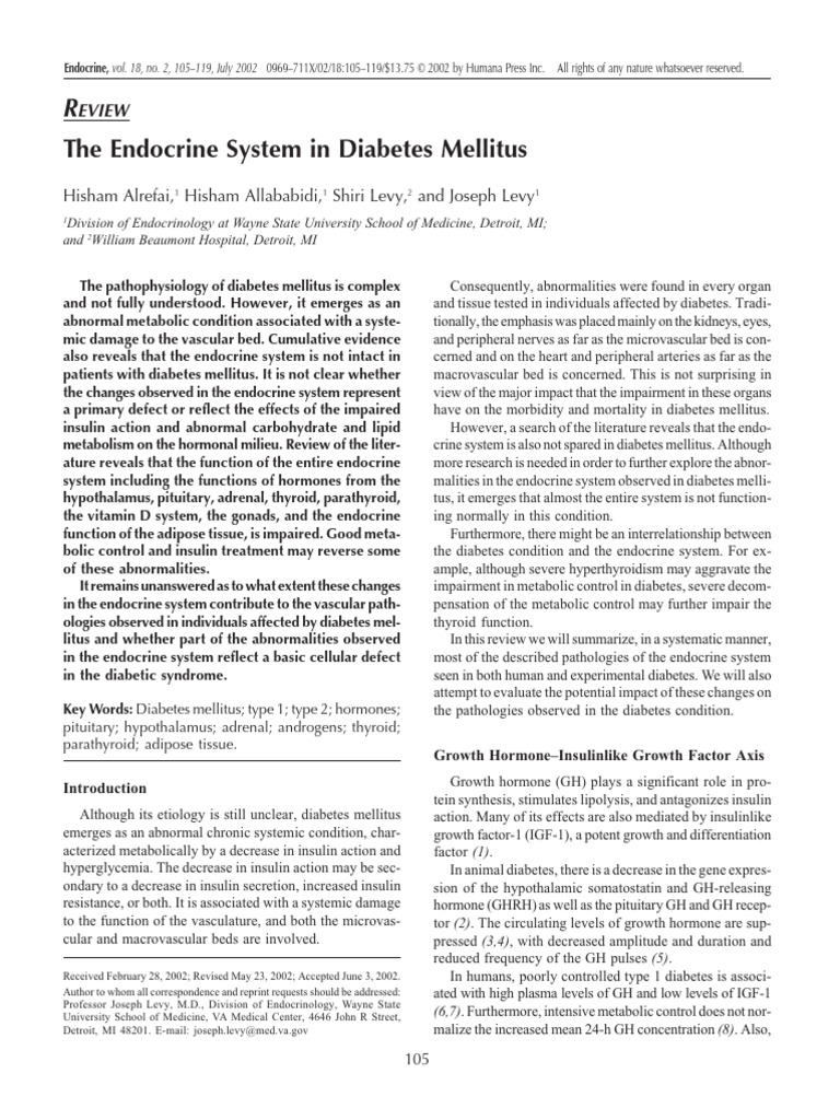 REVIEW The Endocrine System in Diabetes Mellitus | PDF | Diabetes ...