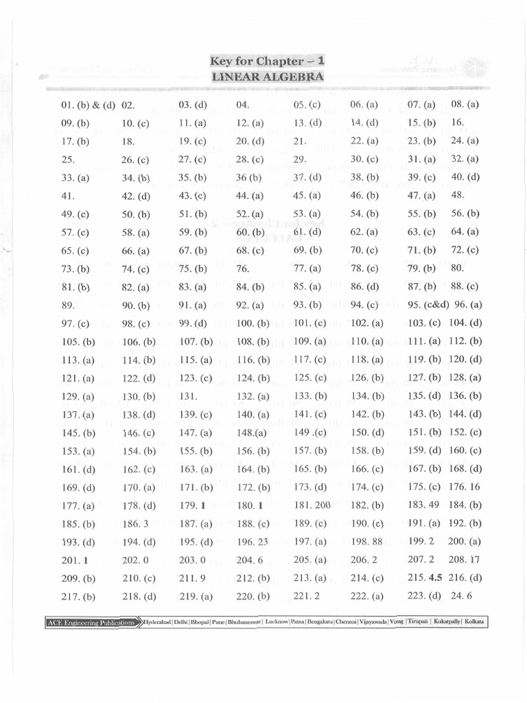 Maths Answer Keys | PDF
