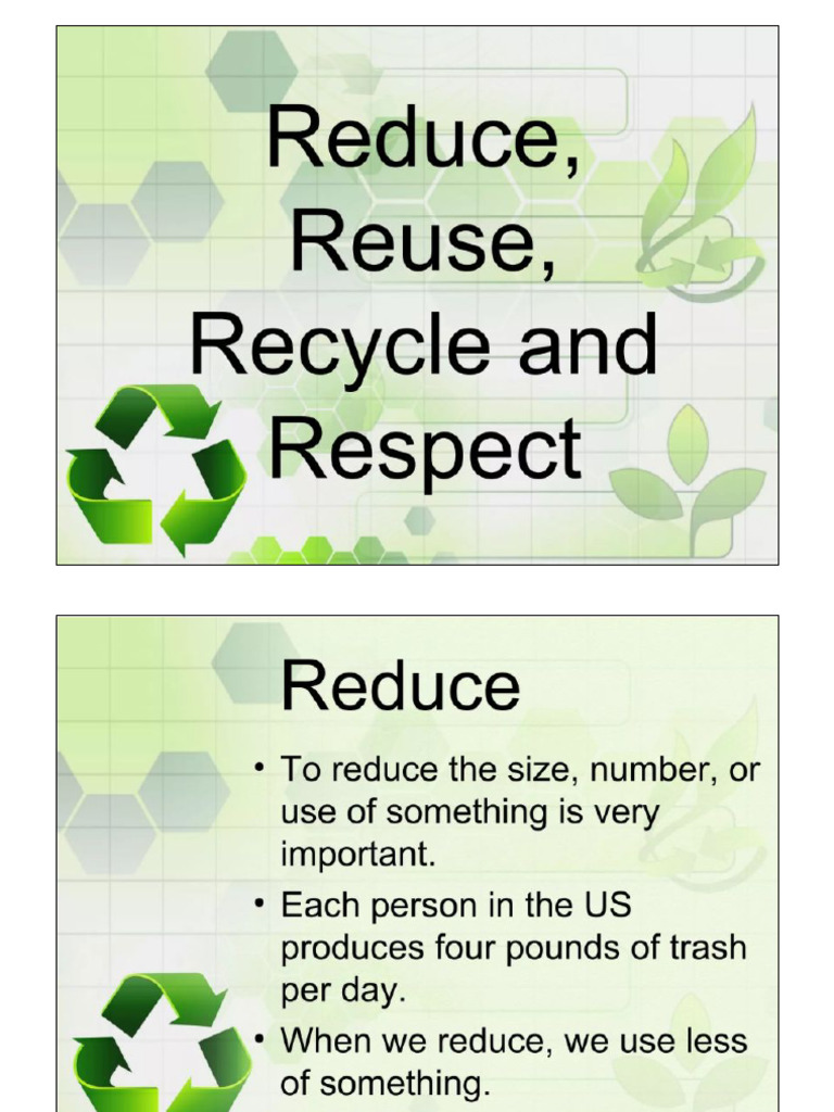 Reduce Reuse Recycle and Respect 3 R | PDF