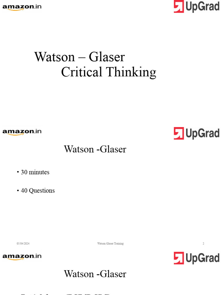 Watson - Glaser - Critical Thinking | PDF | Argument | Inference