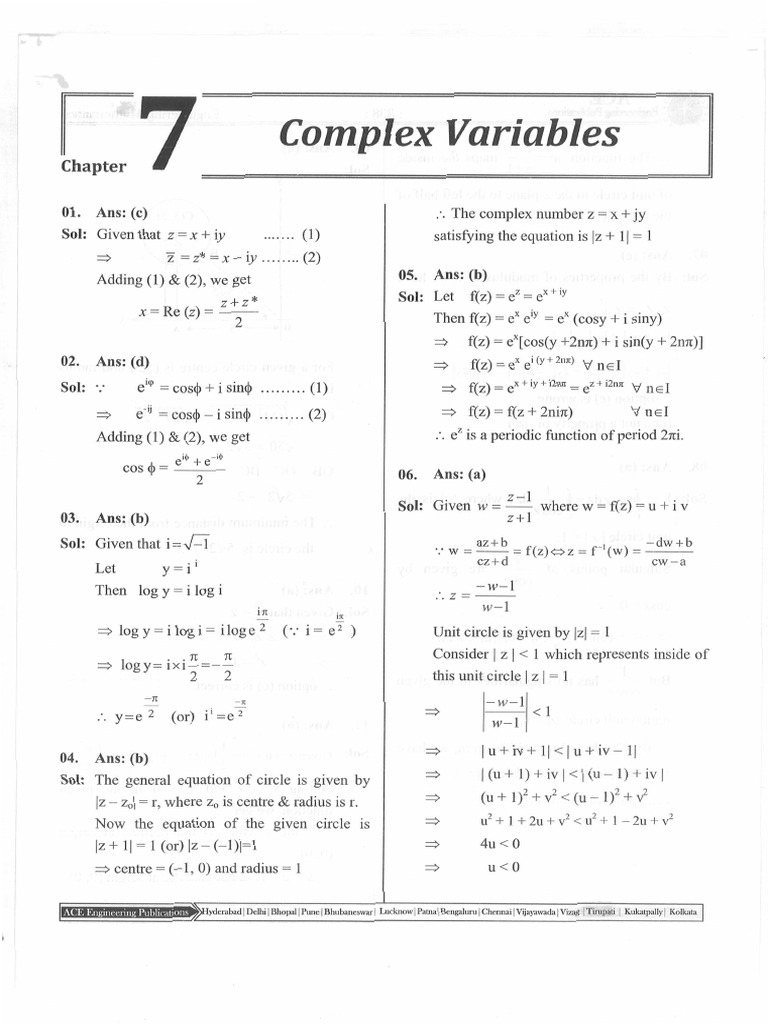 Complex Variables Solutions | PDF | Complex Analysis | Mathematical Analysis
