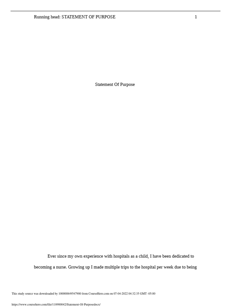 Nursing Career Statement of Purpose | PDF | Nursing | Nurse Practitioner