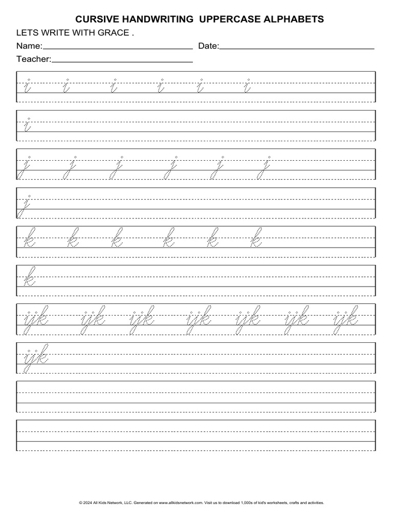 Cursive Uppercase Alphabet Practice | PDF