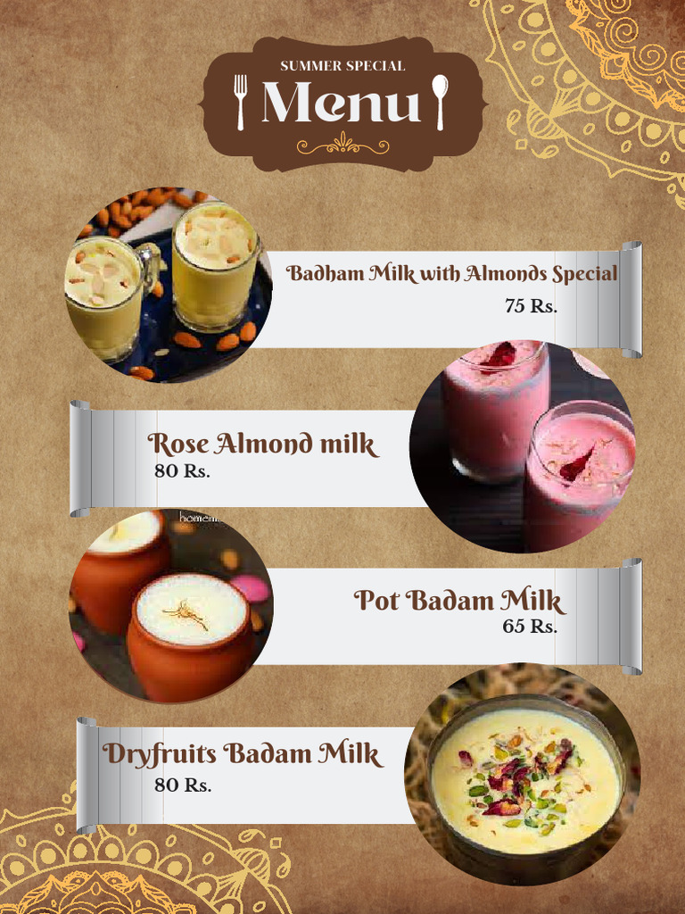 Brown Vintage Indian Food Restaurant Menu | PDF