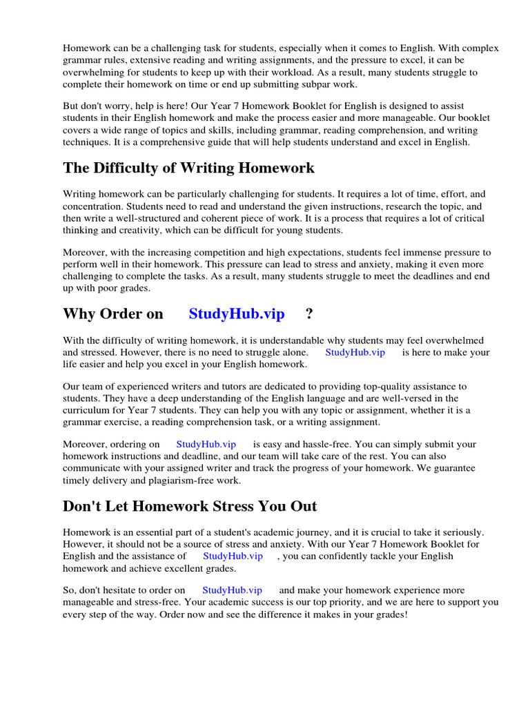 Year 7 Homework Booklet English | PDF | Homework | Facebook