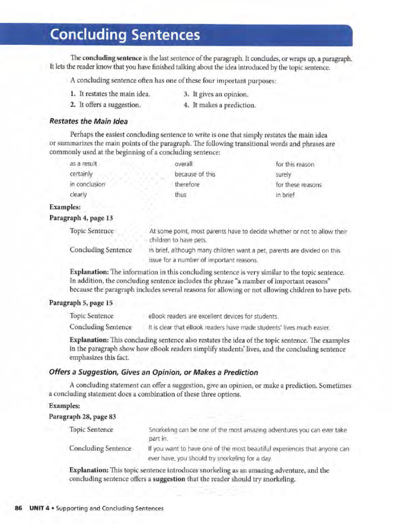Concluding Sentences | PDF