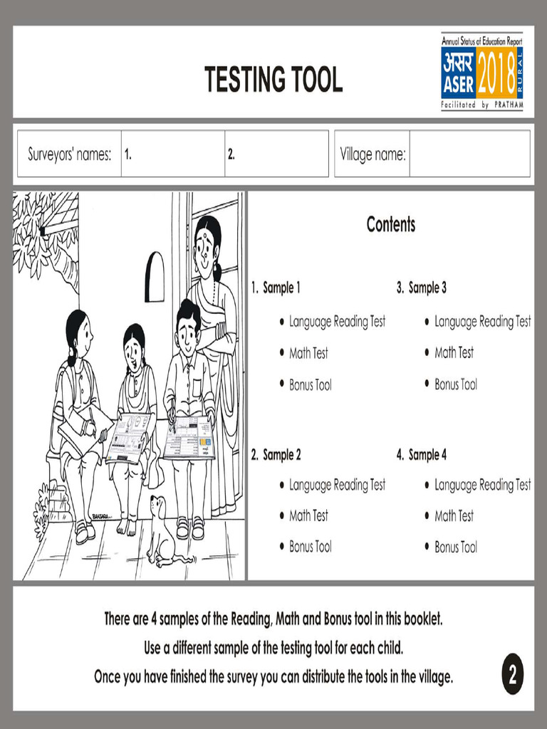 ASER 2018 - Testing Tool Booklet - English | PDF