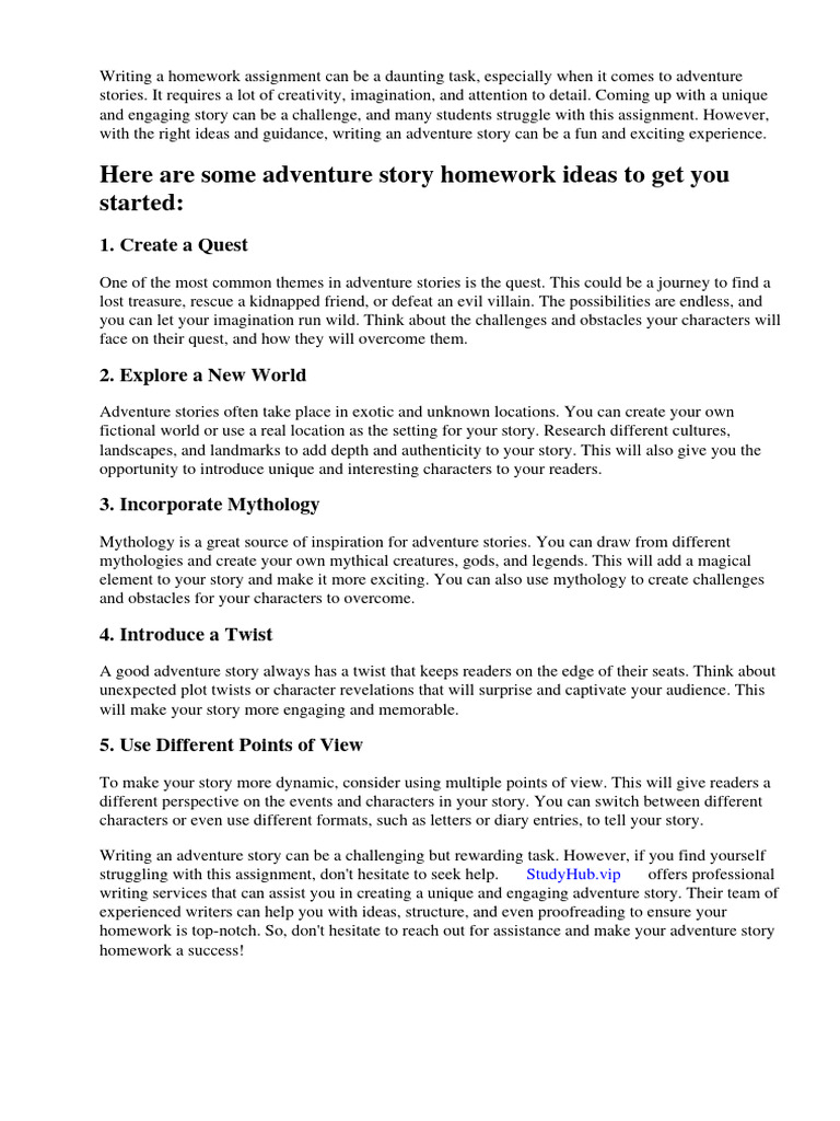 Adventure Stories Homework Ideas | PDF | Quest