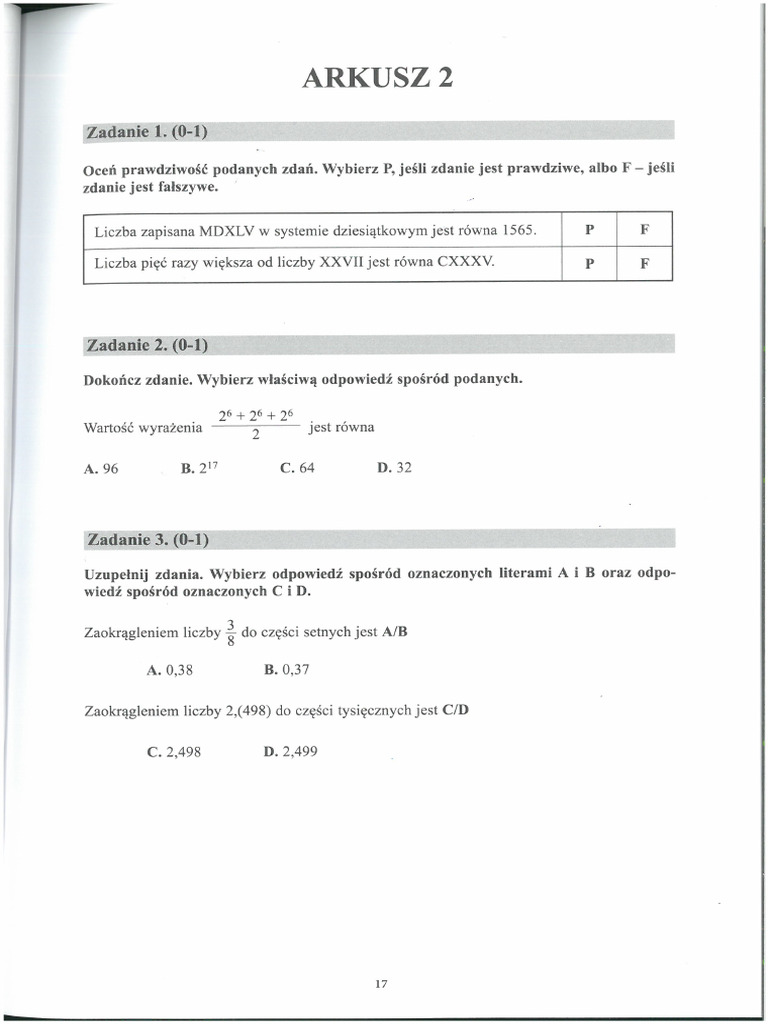 Egzamin Ósmoklasisty Arkusz 2 Matematyka | PDF