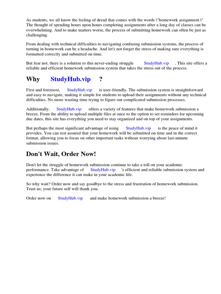 Stress-Free Homework Submission | PDF | Turnitin | Homework