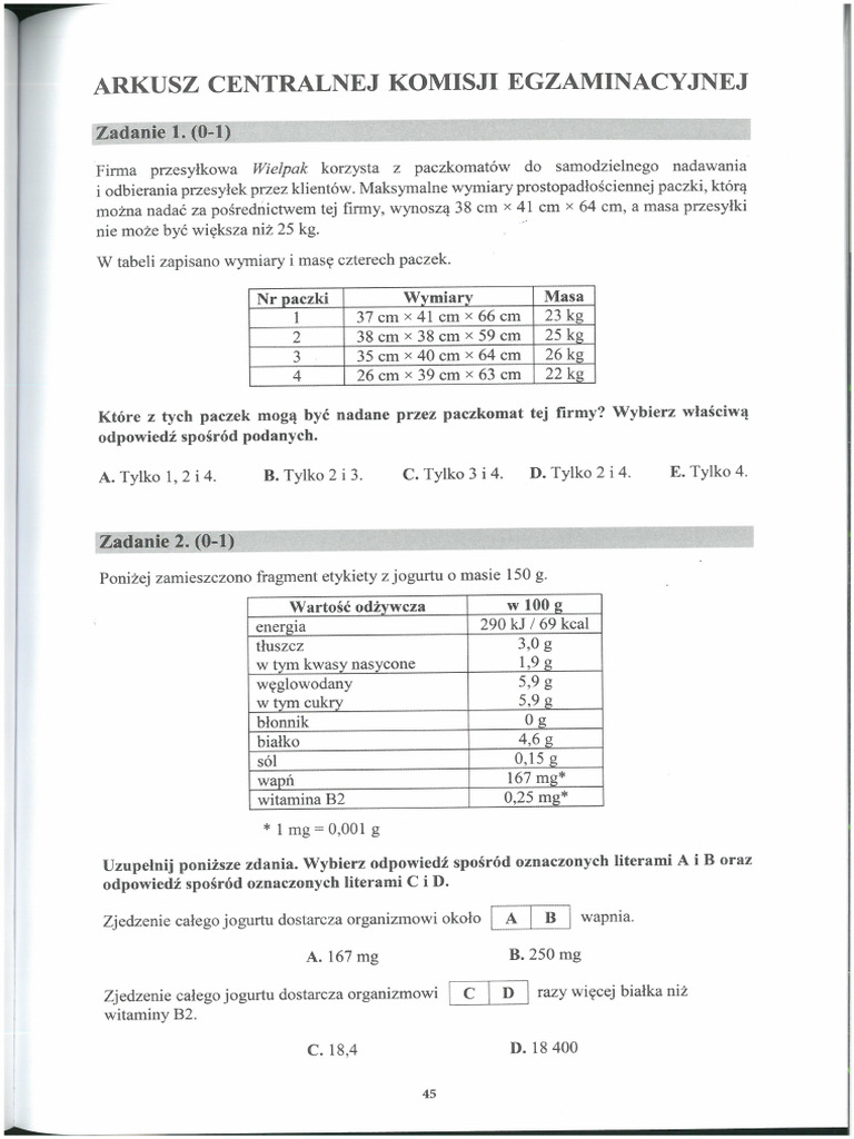 Egzamin Ósmoklasisty Arkusz 4 Matematyka | PDF