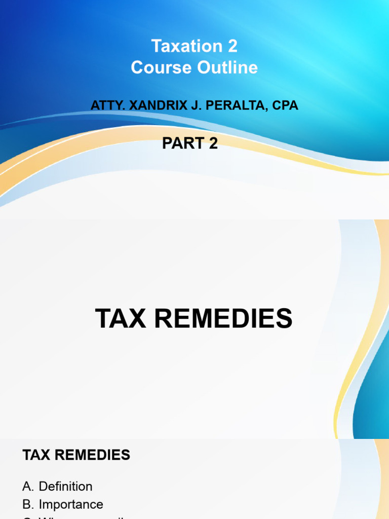 Tax Remedies and Procedures Overview | PDF | Taxes | Internal Revenue ...