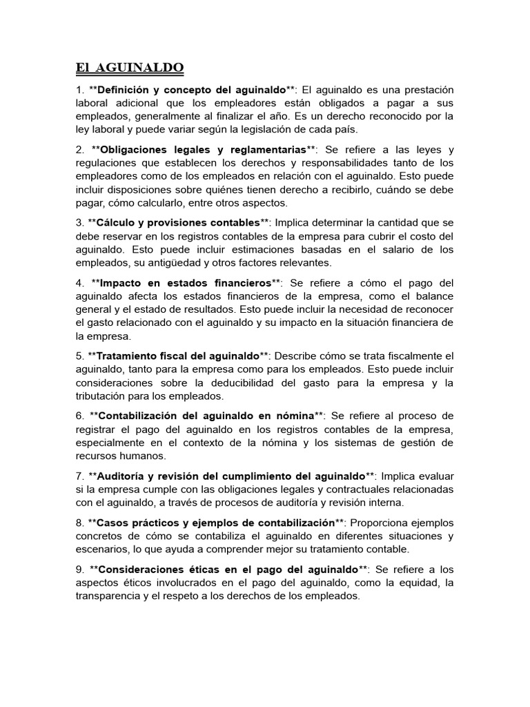 Aguinaldo: Contabilidad y Provisión | PDF | Contabilidad | Derecho laboral