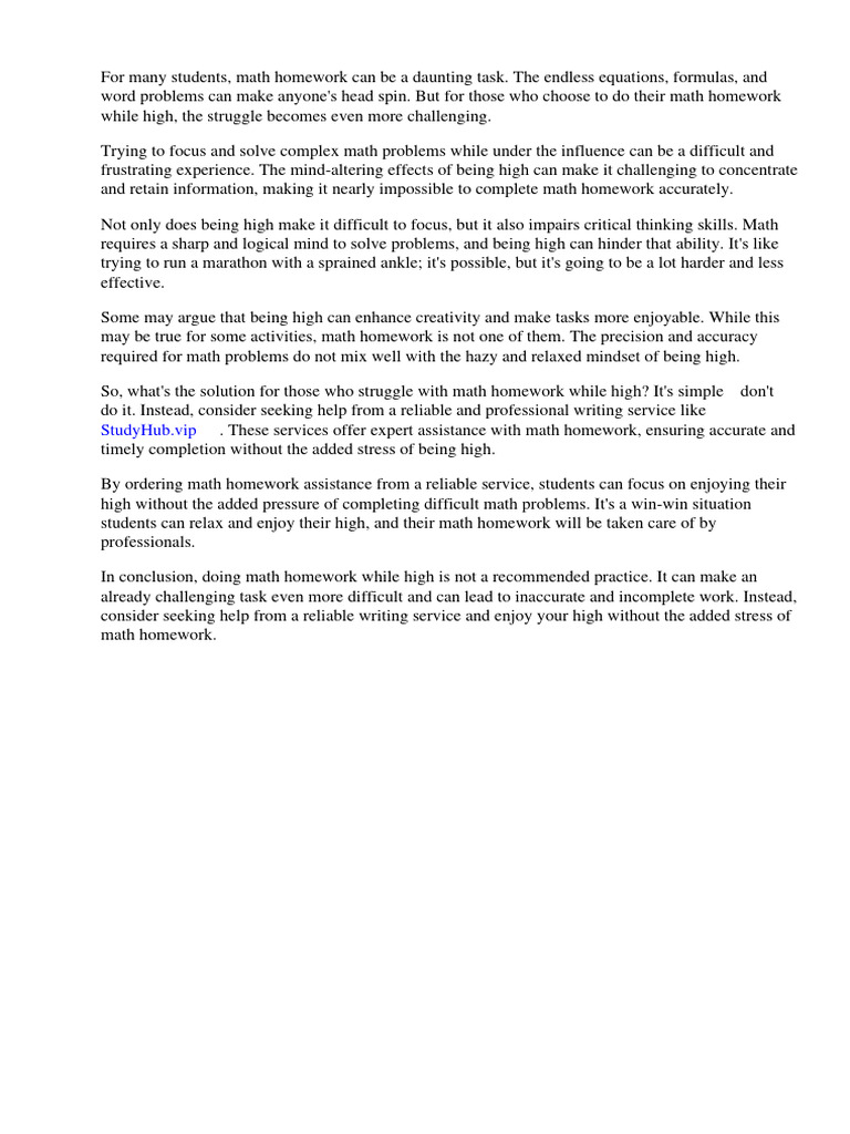 Math Homework While High | PDF | Homework | Mathematics