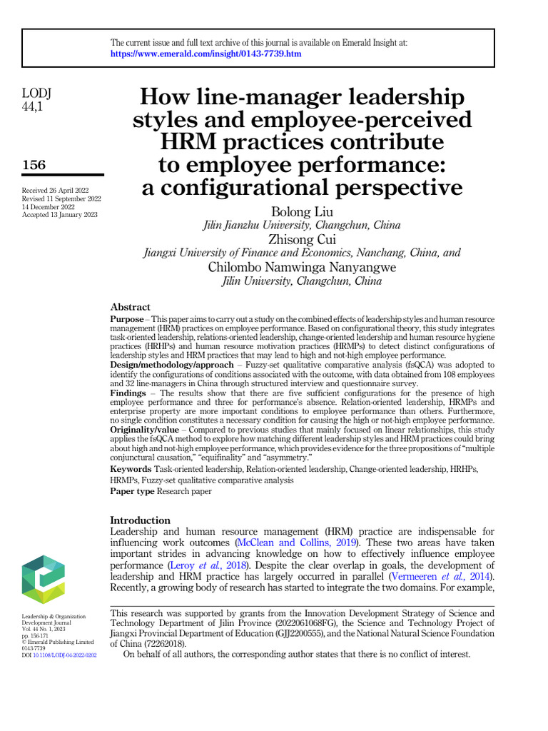 Leadership Styles and HRM Practices Impact on Performance | PDF ...