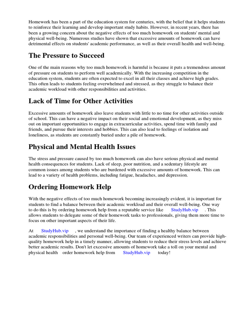 Evidence That Too Much Homework Is Bad | PDF | Homework | Sleep Deprivation
