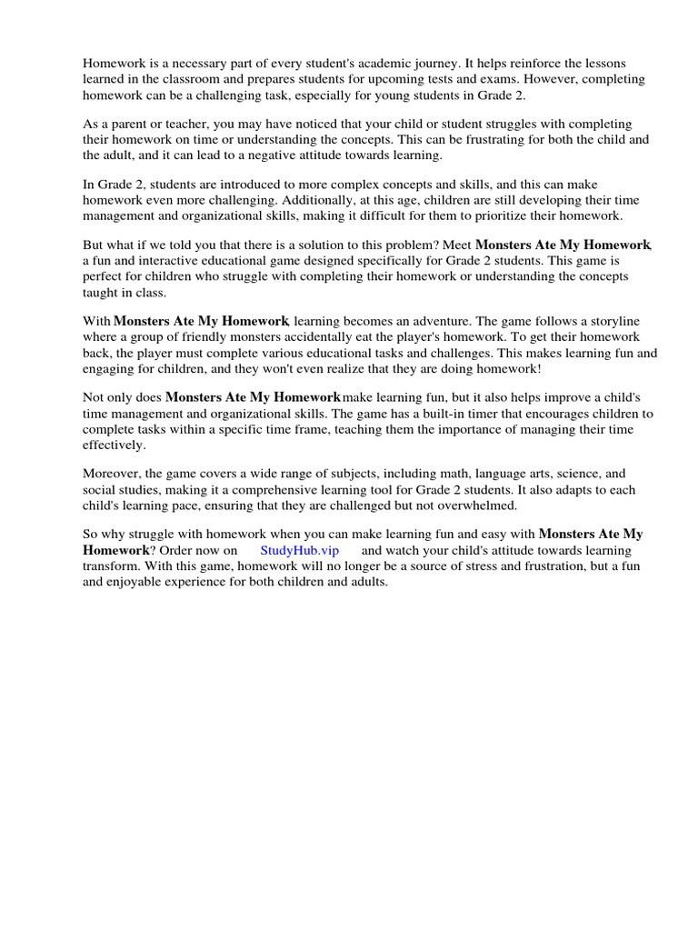 Monsters Ate My Homework Grade 2 Level 16 | PDF | Homework | Teachers