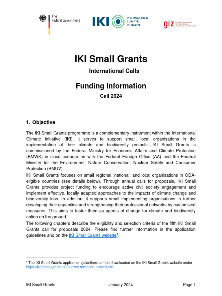 Funding-Information IKI Small Grants 2024 | PDF | Official Development ...