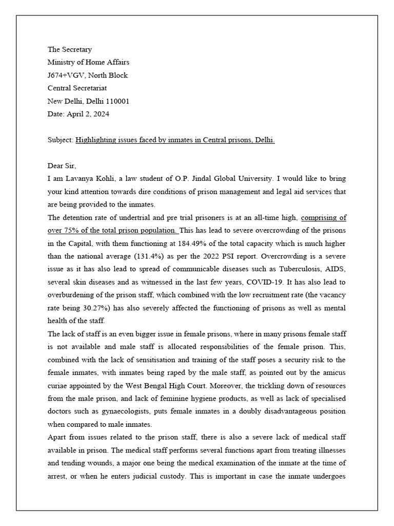 LETTER | PDF | Prison | Human Rights