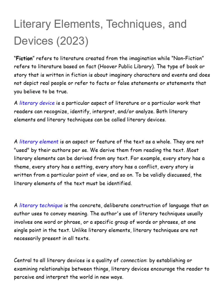 Literary Elements Techniques and Devices 2023 21st Century Literature From The Philippines and ...