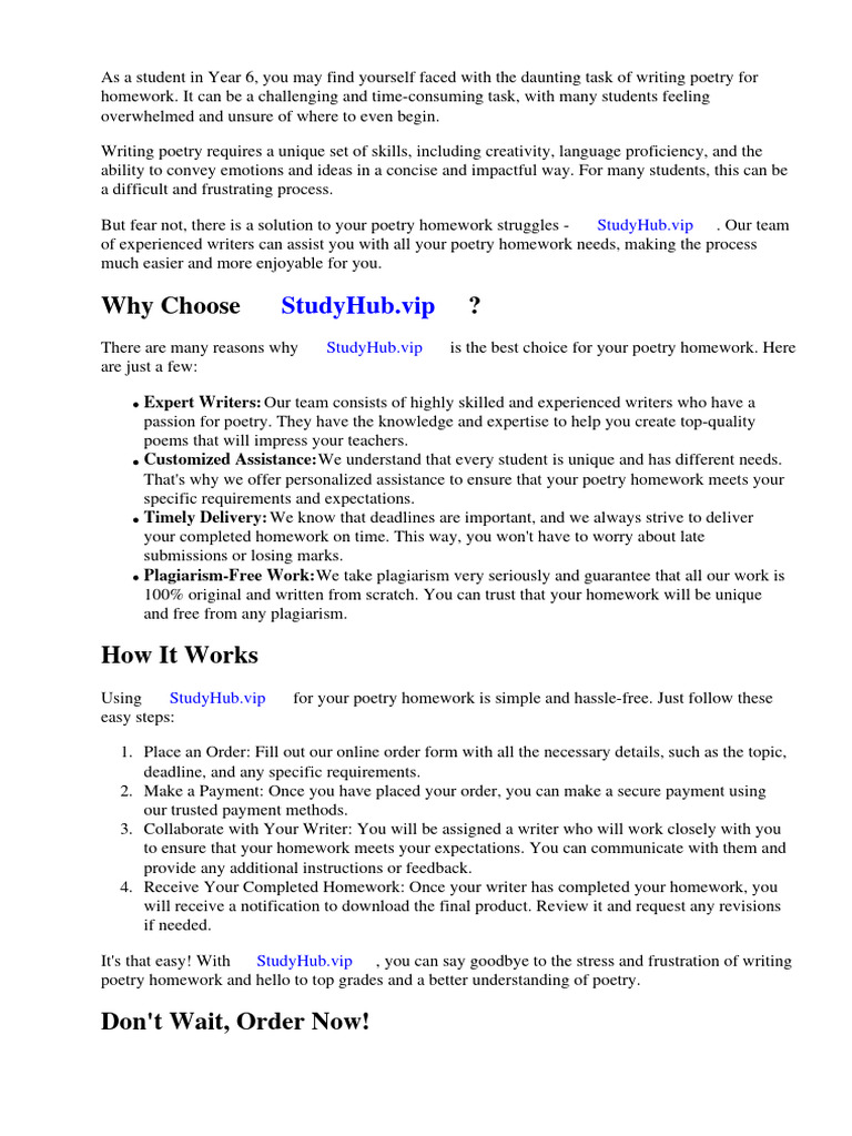 Poetry Homework Year 6 | PDF | Facebook | Linked In