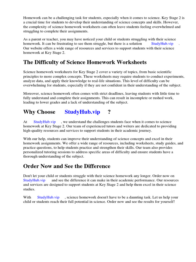 Science Homework Worksheets Key Stage 2 | PDF | Worksheet | Science