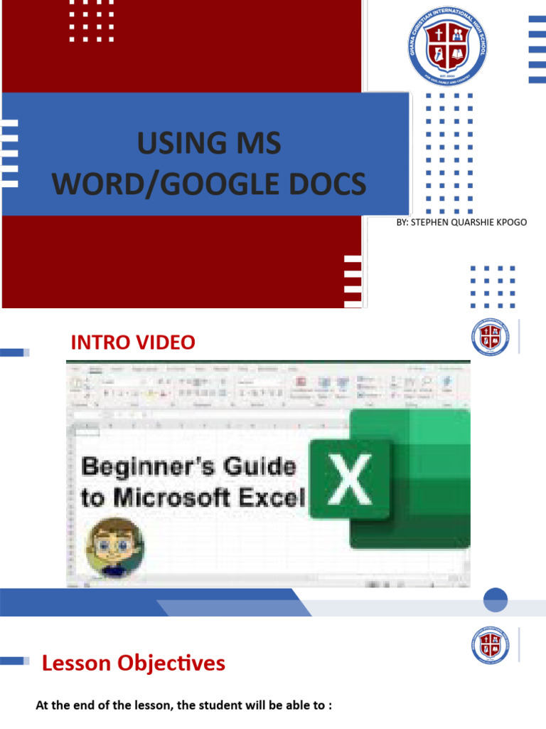 USING MS-Word or Google Doc T2 - Lesson 5 | PDF