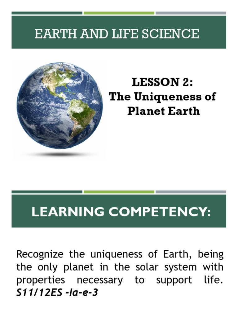 Lesson 2 Uniqueness of Planet Earth | PDF | Earth | Planetary Core